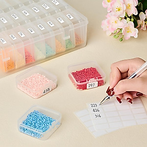 Mauproy Bead Organizer Box, 31 Pcs Small Clear Plastic Bead Storage Cases, Mini Rectangle Storage Containers with Hinged Lids and Labels for DIY Art Craft Jewelry Bracelet Making