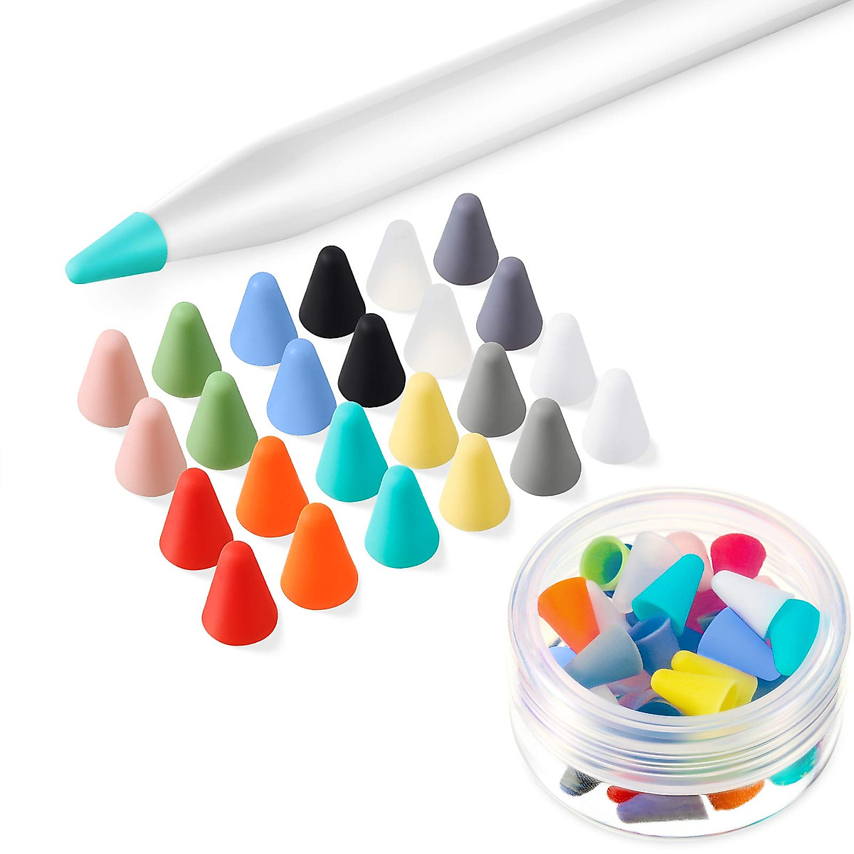 Weewooday 24 Pieces Silicone Nibs Covers Compatible with Pencil 1st and 2nd Generation, Pencil Tip Cover Anti-Slip Protective Cover Noiseless Drawing Writing, 12 Colors