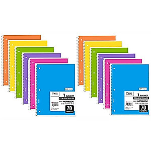 Mead Spiral Notebook, 12 Pack of 1-Subject College Ruled Spiral Bound Notebooks, Pastel Color Cute School Notebooks, 70 Pages