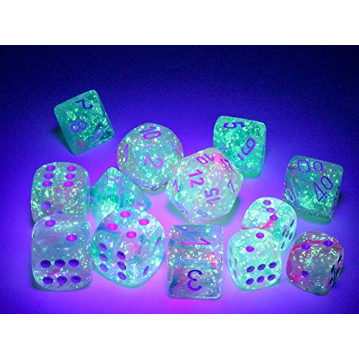 Chessex Nebula Dice Block 16mm d6 Wisteria with White Luminary (12 dice)