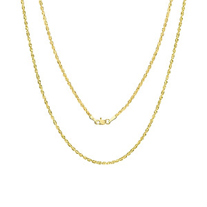 Nuragold 10k Yellow Gold 2mm Diamond Cut Rope Chain Lightweight Necklace, Mens Womens Jewelry 16" 18" 20" 22" 24" 26" 28" 30"