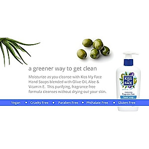 Kiss My Face Fragrance Free Liquid Hand Soap, Vegan and Cruelty Free Hand Wash Soap, 9 Fl Oz Bottle with Pump Dispenser, Fragrance Free, 6 Pack