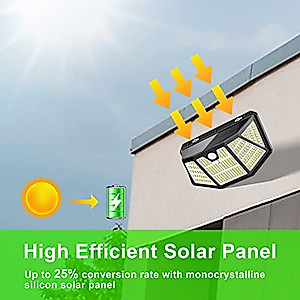 Solar Outdoor Lights, 310 LED Solar Motion Lights Outdoor IP65 Waterproof, 270 Degree Wide Angle 3 Optional Modes Solar LED Security Light for Garage Backyard Deck Steps Fence Driveway Porch Shed