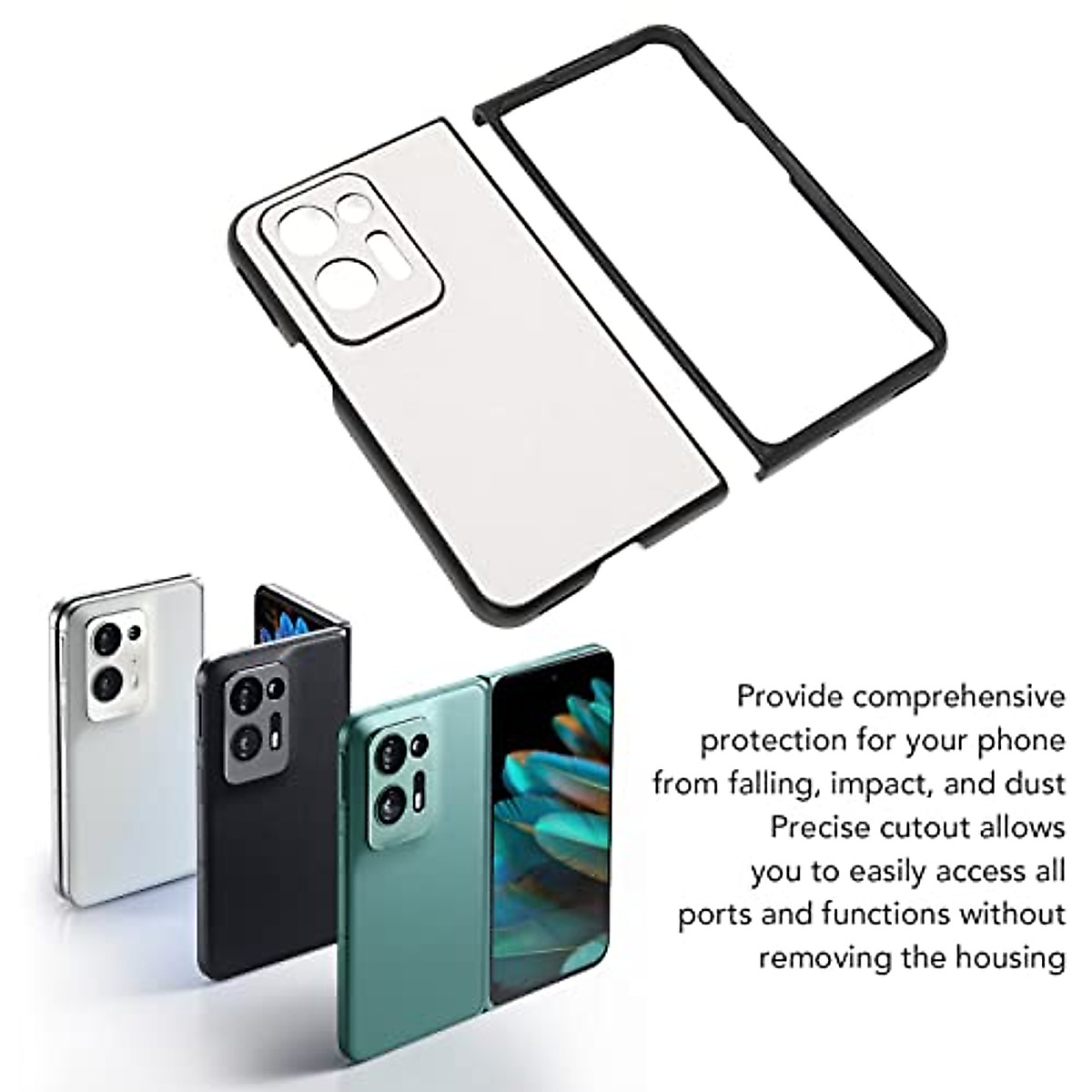 for Oppo Find N2 Shiny Phone Case, Ultra Thin and Slim Shockproof Protection Case, Anti Drop Foldable Phone Protective Cover for Oppo Find N2 (White)