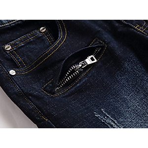 RXXKKK Men's Classic Zipper Biker Regular Fit Flex Jean (32, 1511 Dark Blue)