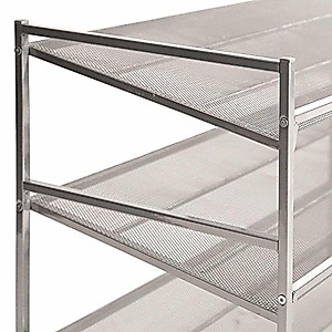 Seville Classics 2-Tier Iron Mesh Utility Shoe Rack, Silver