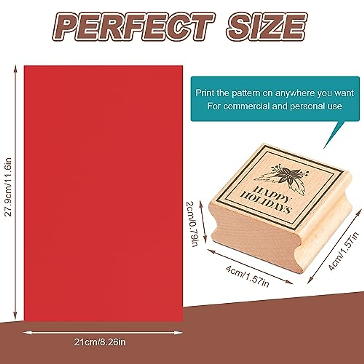 Sasylvia 10 Pcs Blank Hard Wood Rubber Stamp Mounts with A4 Size Grey Rubber Stamp Sheet Laser Engraver Accessories Rubber Stamp Carving Tools Soft Rubber Mat Carving Blocks (Red, 1.57 x 1.57 Inch)