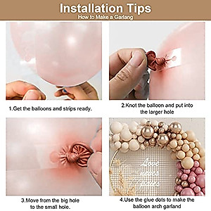 Blush Nude and Pink Balloon Garland Kit, Dusty Pink Balloons Garland with Apricot White Champaign Gold Balloons, Party Balloons Decorations for Bridal Shower, Wedding, Birthday, Baby Shower Party