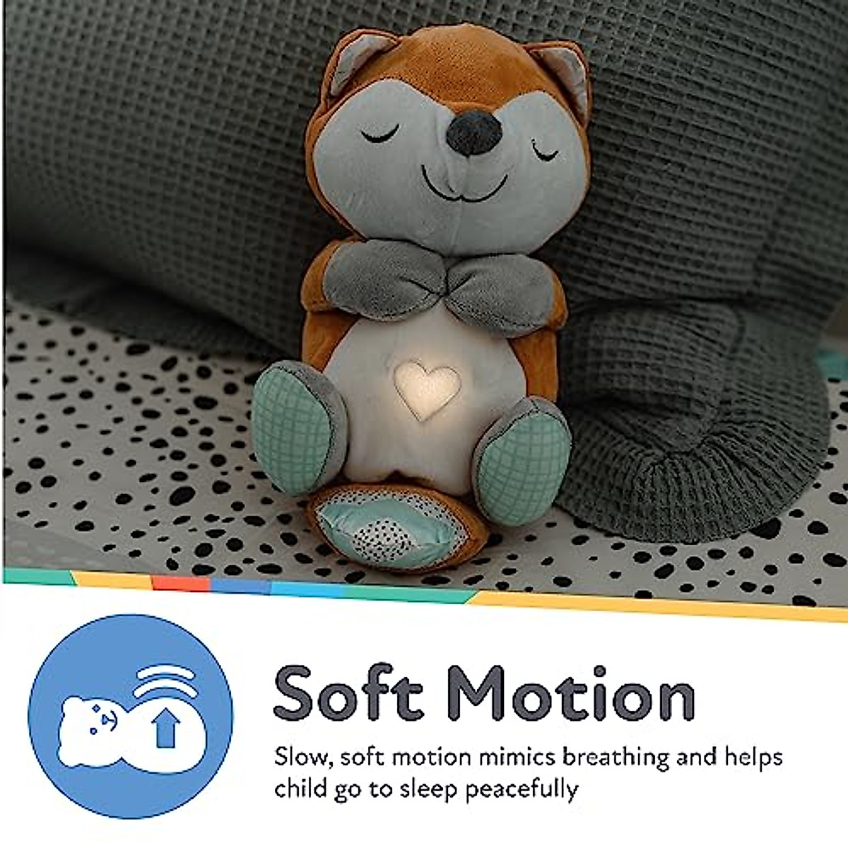 Nuby Lifelike Animated Sleeping Fox with 8 Soothing Lullabies & 4 Calming White Noises, 30 Min Non-Stop