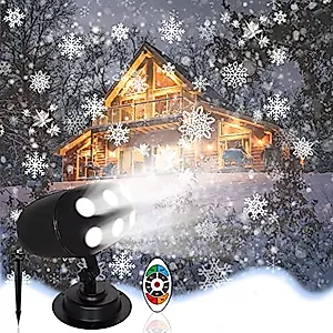 Christmas Snowflake Projector Lights, Lawn Lights Led Snowfall Lights Outdoor Patio Garden Decorative Lighting with Remote for Snow Decorative Christmas Holiday Wedding Indoor Home Party Decoration