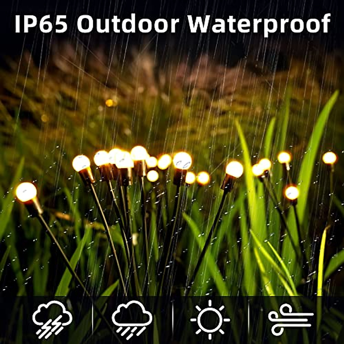 Pelican Mate 6 LED Solar Powered Garden Lights, Firefly Swaying Starburst Light Outdoor Waterproof for Pathway Yard Patio Landscape Decorative, Warm White 2PACK