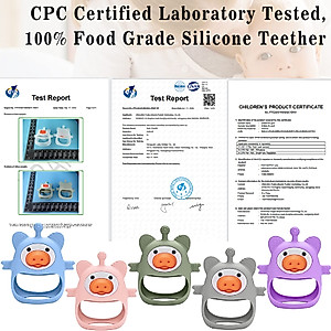 Baby Teether, Safe and Soothing Silicone Baby Teething Toys for 0-6 Months, Baby Chew Toys for Sucking Needs, BPA Free (Purple)