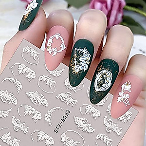5D Embossed Flowers Nail Stickers for Acrylic Nails, 6 Sheets Engraved Flower Nail Decals Spring Summer Nail Art Accessories French Tips Nail Designs Adhesive Flower Butterfly Nail Stickers for Women