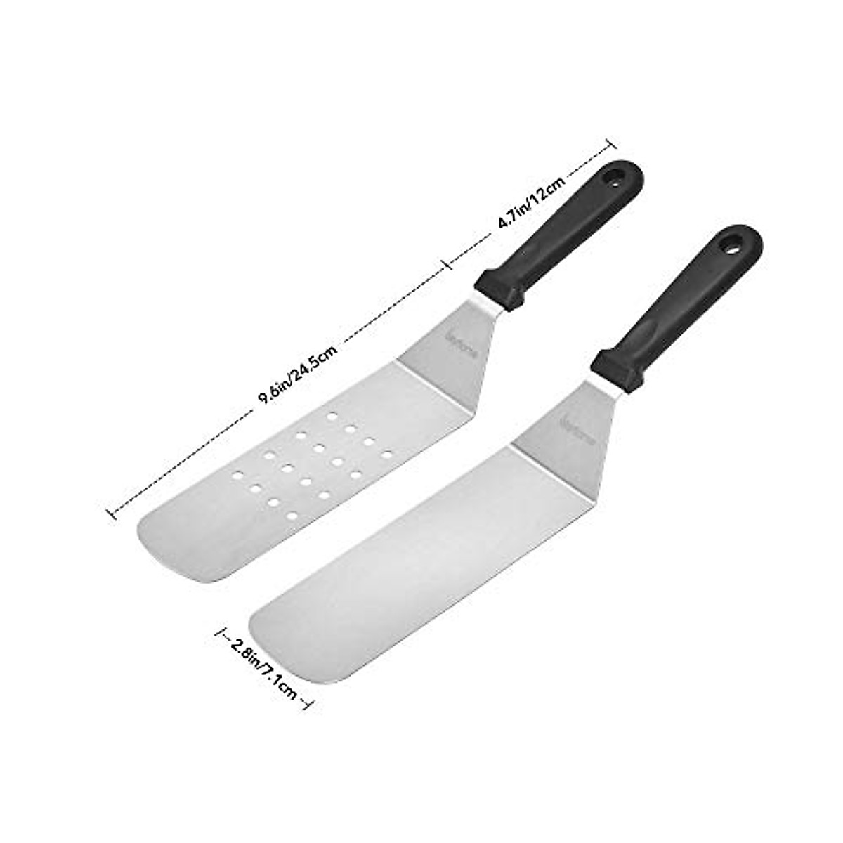 Skyflame 3 Piece Griddle Accessories Kit, Stainless Steel Professional Long BBQ Grill Spatula/Turner & Scraper Set for Flat Top Grill Hibachi Camping Cooking