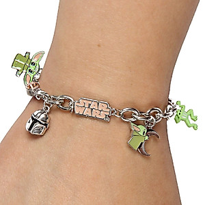 Bioworld Star War The Mandalorian Grogu Baby Yoda Chain Link Charm Bracelet
