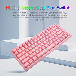OKKID Wireless Mechanical Keyboard 60%, Bluetooth Wired Gaming Keyboard, Blue Switches, RGB Backlight, CQ84 Wired Keyboard, Compact 84 Keys, for Windows Computers, Tablets, Smartphone