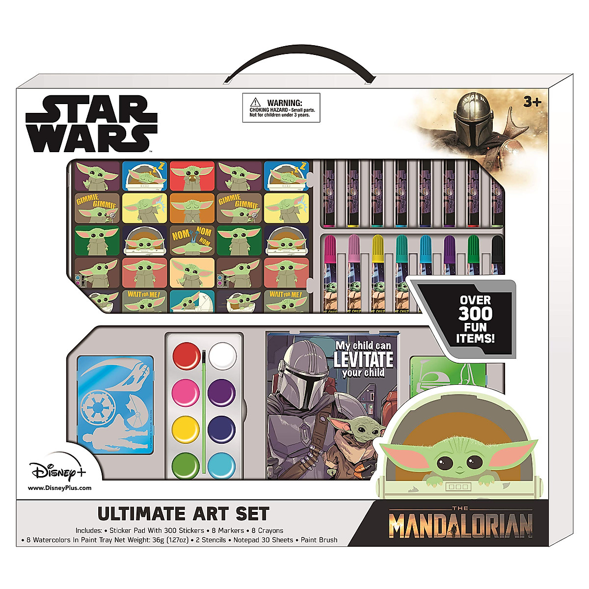 Innovative Designs Star Wars Mandalorian Baby Yoda Mega Art Set for Kids with Stickers for Painting + Coloring
