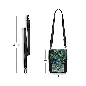 ALAZA Peacock Feather Green & Blue Plumage Small Crossbody Wallet Purse Cell Phone Bag Rfid Passport Holder with Credit Card Slots