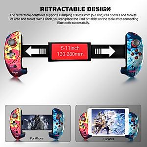 arVin Wireless Gaming Controller for iPad/Mini/Air/Samsung Galaxy Tab/HUAWEI MatePad/Yoga Tab[within 5-11"] Gamepad Joystick for iPhone 15/14/13 Pro Max/Galaxy 23/22/21/PC/Call of Duty Mobile/Genshin