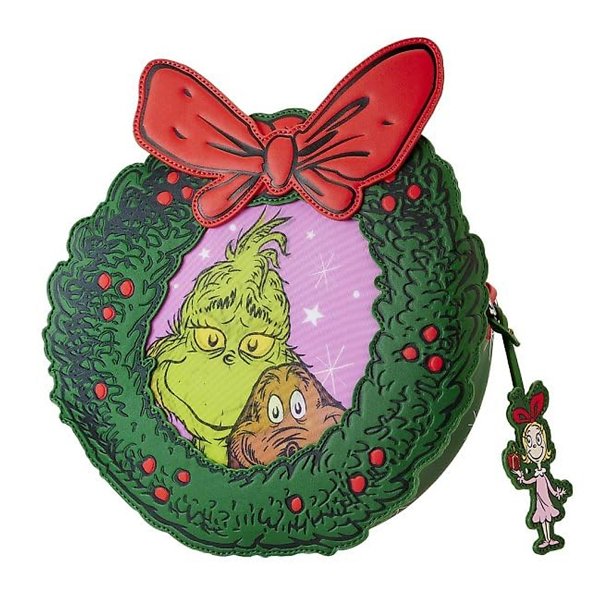 Loungefly Dr. Seuss Grinch Christmas Wreath Crossbody Bag