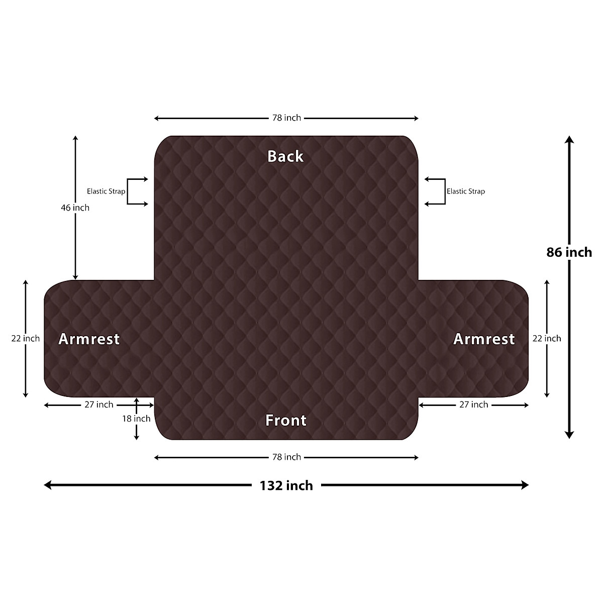 Utopia Bedding Reversible Oversized Couch Cover for 3 Cushion, Water Resistant Sofa Cover, Furniture Protector with Foam Sticks and Elastic Straps for Kids Dogs Pets (Oversized Sofa, Chocolate/Beige)