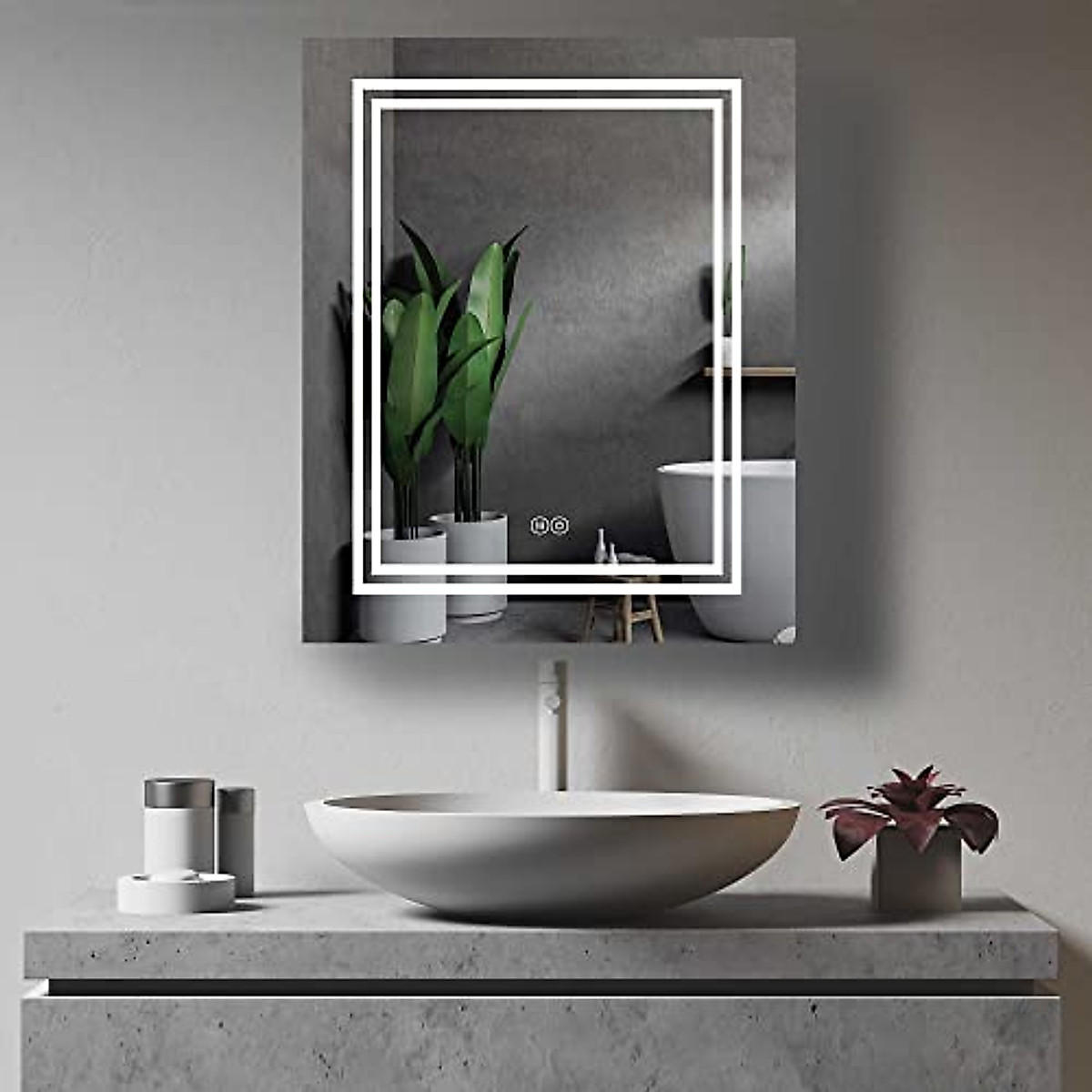 Vyaya Modern Home Decor Ontario 24" W x 32" H Rectangular Silver Aluminum Recessed or Surface Mount Mirror Medicine Cabinet