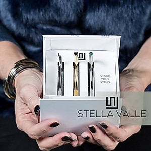 Stella Valle "C Initial Charm Cuff Bracelet | Rhodium Plated Inspirational Bracelets for Women | Adjustable Band Bracelet Gift for Her in the Shape of Initial | Birthday Holiday Present | One Size