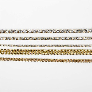 kelistom Cuban Link Rhinestone Tennis Anklet Set for Women Teen Girls, 18K Gold or White Gold Plated Chain Ankle Bracelets for Women with Extension