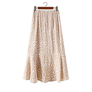 CofeeMO Bravetoshop Womens Boho Floral Print High Waisted Wrap Flowy Midi Skirt Asymmetrical Ruffle Hem Swing A-Line Skirts (Beige,XL)