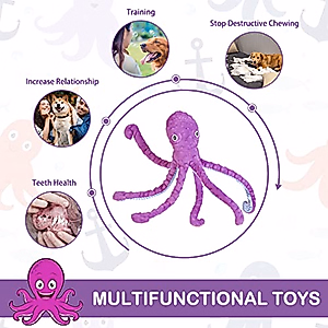 EXPAWLORER Long Dog Toy - 17" Best Squeaky Dog Plush Toys Puppy Birthday Gift Soft Stuffed Chew Toy Crinkle Paper and Built-in Squeaker Durable Interactive for Small Medium Large Dogs Chewing, Purple