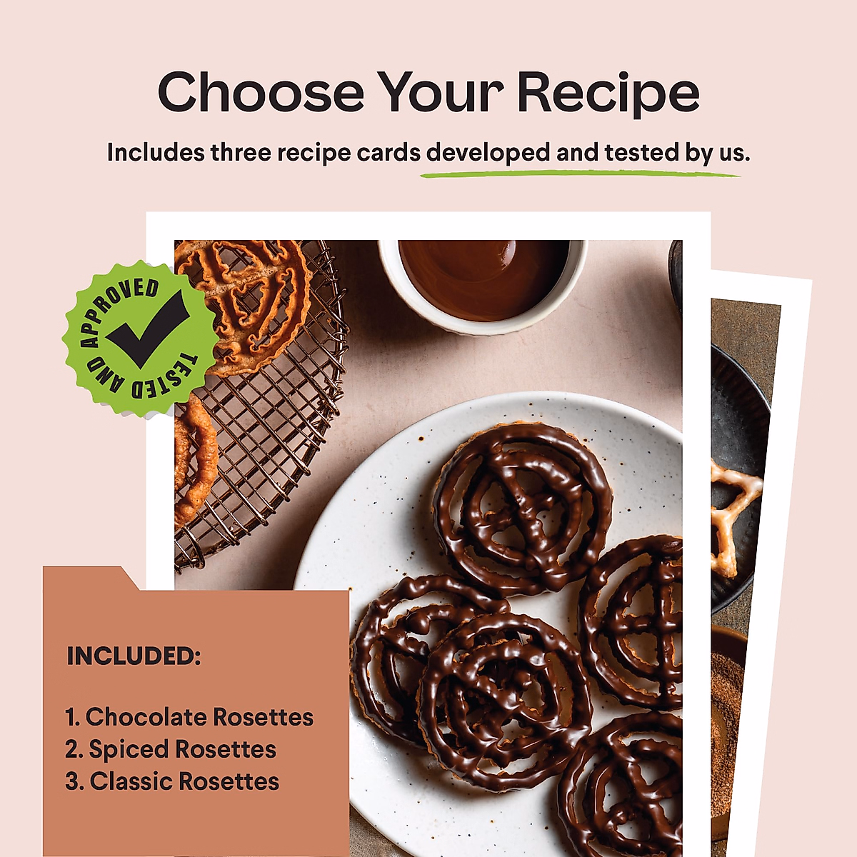 Swedish Rosettes Cooking Set - Funnel Cake Maker with Traditional Waffle Iron - Unique Gifts for Cooks Baking Set - Mini Waffle Maker Baking Kit - Cooking Gifts, Chef Gifts, Food Gift, Hostess Gift