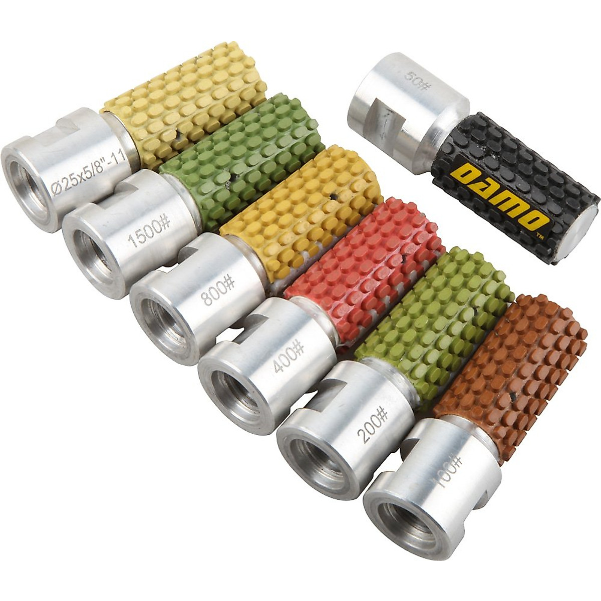 DAMO 1” Wet Diamond Polishing Drum Wheels Set of 7 for Granite Marble Concrete undermount sink countertop