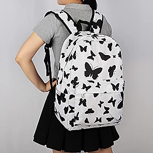 School Backpack for Teen Girls Women Laptop Backpack College Bookbags Middle School Travel Work Commuter Back Pack(Black Butterfly)