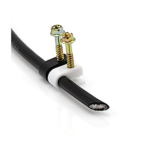 THE CIMPLE CO - Single Coaxial Cable Clips, Cat6, Electrical Wire Cable Clip, 1/4 in (6 mm) Screw Clip and Fastener, Black (100 Pieces per Bag)