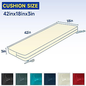 ROFIELTY Bench Cushion,42x18 inch Durable Outdoor Cushions with Handle for Indoor/Outdoor, Garden Bench, Patio Seating and Swing Chair(Red)