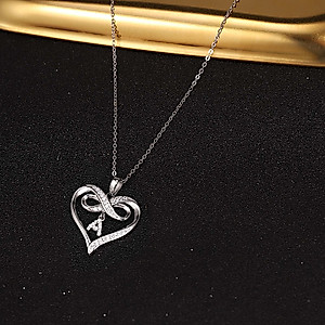 Valentine's Day Gifts for Kids Heart Necklace, Sterling Silver Infinity Initial A Necklace Valentine's Day Gifts for Girls Mom Gifts Heart Necklaces for Teen Girls Gifts Womens Jewelry for Girls