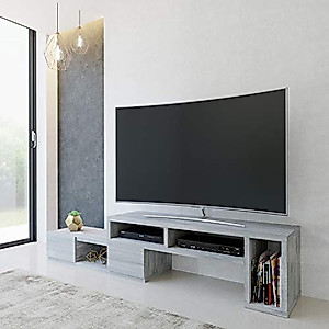 Adjustable TV Stand for 75 Inch TV, Modern TV Stand for Living Room with Storage, Expandable Base Entertainment Center Fits Screens up to 75" When TV is Measured Diagonally, Grey