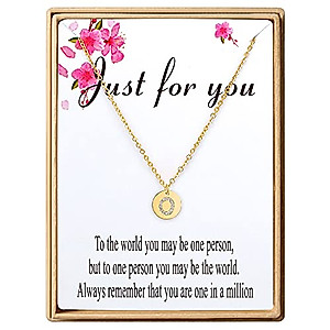 SANNYRA Initial Necklaces for Women, 18K 26 Capital O-Gold Plated Letter Necklace Disc Double Side Pendant, Dainty Adjustable Alphabet Pendant, Birthday Christmas Jewelry Gift for Her