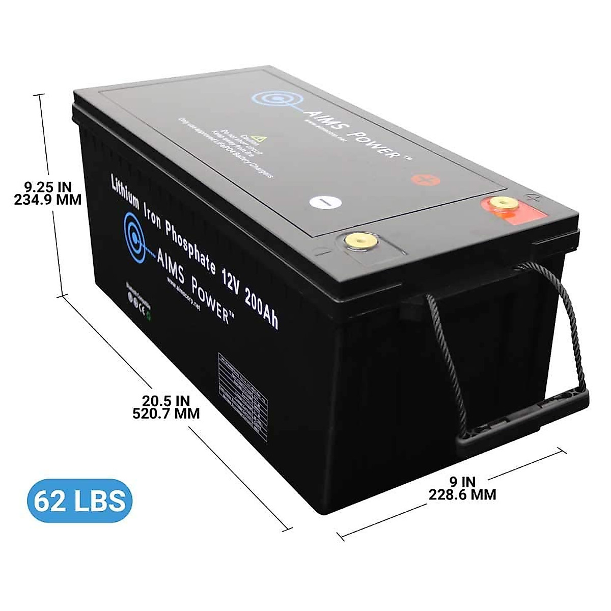 AIMS POWER Lithium Battery 12V 200Ah LiFePO4 with Bluetooth Monitoring 4000+ Cycles Ideal for Home, RV, and Off Grid Application