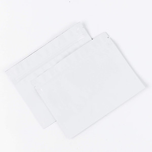 QQ Studio 100 Food Safe Glossy Horizontal Stand Up QuickQlick™ Bags With Zipper Seal for Food and Snacks (White, 17x13cm (6.7x5.1"))