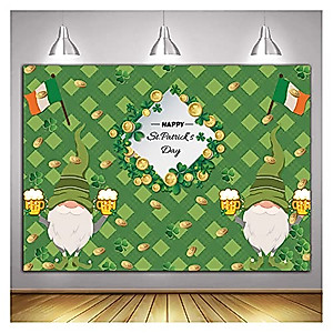 Happy St. Patrick's Day Photography Backdrop Dwarf Lucky Irish Green Shamrock Photo Background for Children Family Irish Festival Celebration Party Decor Banner 5x3ft