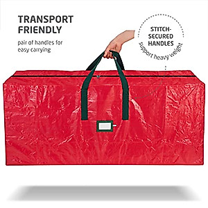Zober Artificial Christmas Tree Storage Bag - Fits Up to 7.5 Foot Holiday Xmas Disassembled Trees with Durable Reinforced Handles & Dual Zipper - Waterproof Material Protects from Dust, Moisture & Insects (Red)