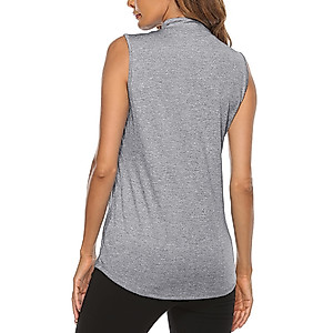Koscacy Polo Shirts for Women,Quick Dry Golf Tops Misses Sleeveless Sport Wear Stretchy Lightweight Breathable Moisture Wicking Comfortable Active Top Tee Shirt Grey Medium