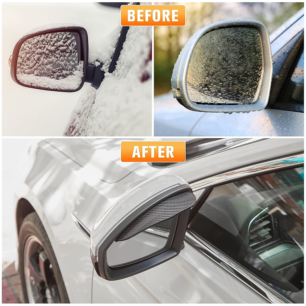 4 Pieces Mirror Rain Visor Eyebrow Car Rear View Mirror Rain Eyebrow Rear View Guard Eyebrow Side Mirror View Mirror Visor Guard for Most Car Truck SUV (Carbon Fiber)