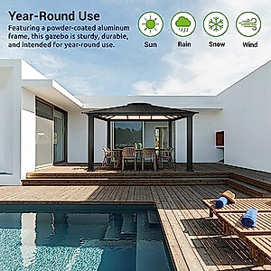 PARAGON OUTDOOR 12’ x 14’ Santa Monica Hard Top Gazebo, Black Powder-Coated Aluminum Frame Permanent Gazebo for Patio, Porch, Garden, Lawns, Parties