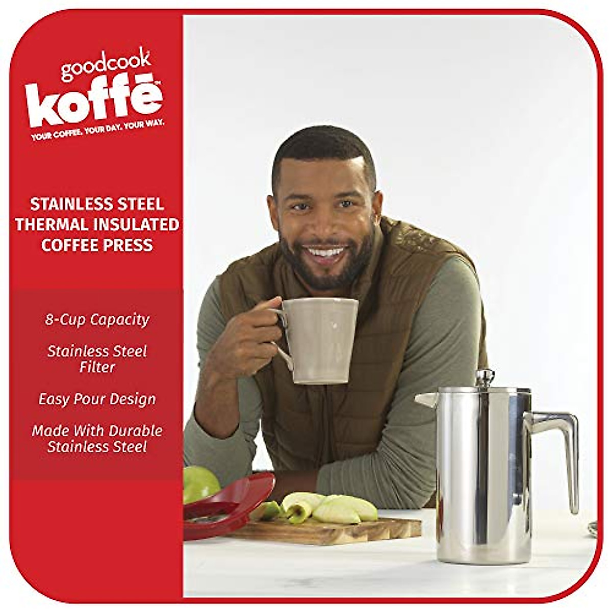 GoodCook Koffe 8-Cup Stainless Steel Thermal Coffee Press