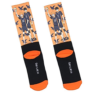 Bioworld Haikyu!! Socks Anime Manga Men's Karasuno High School Volleyball Mid-Calf Athletic Crew Socks