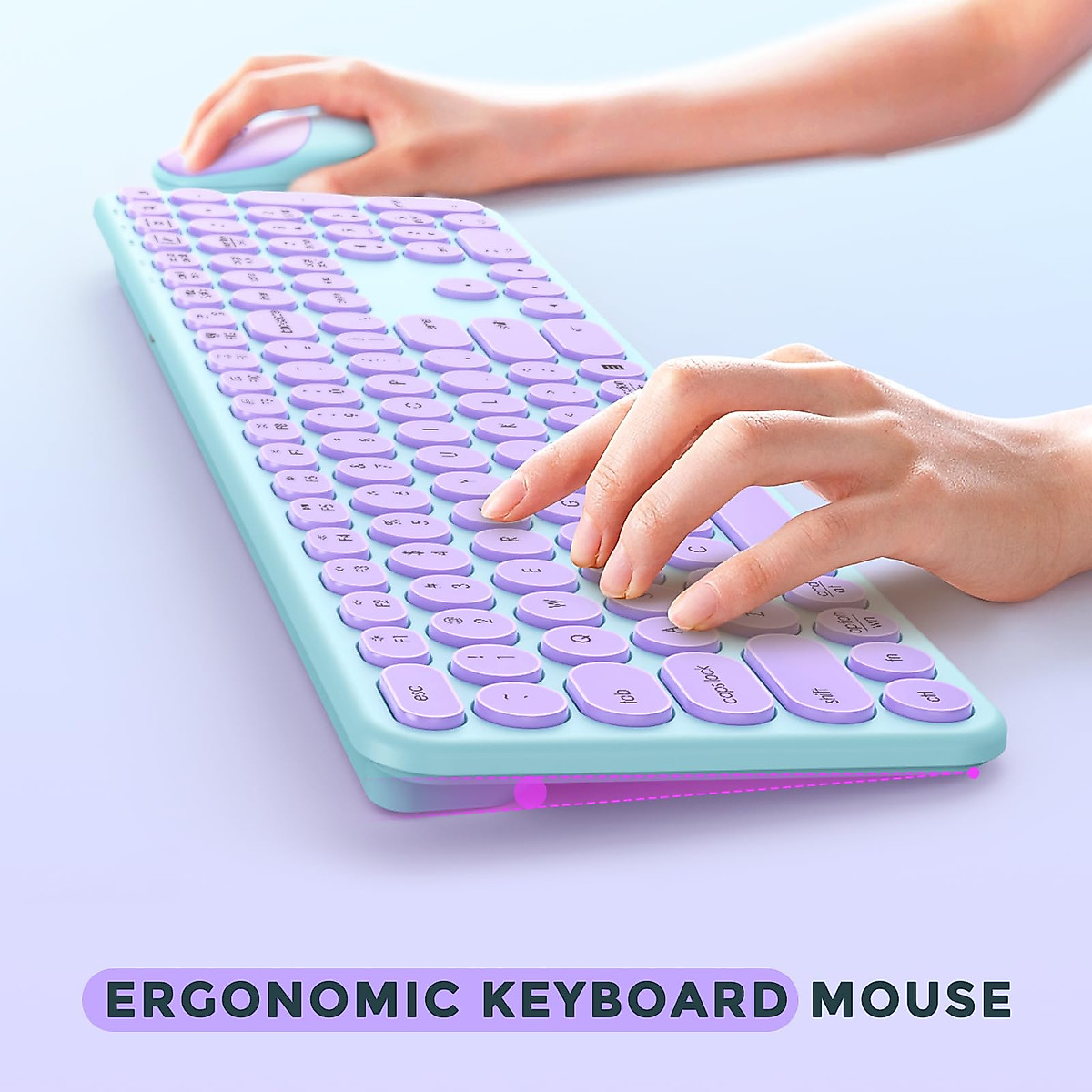 Cute Purple Wireless Keyboard & Mouse for Mac & Windows