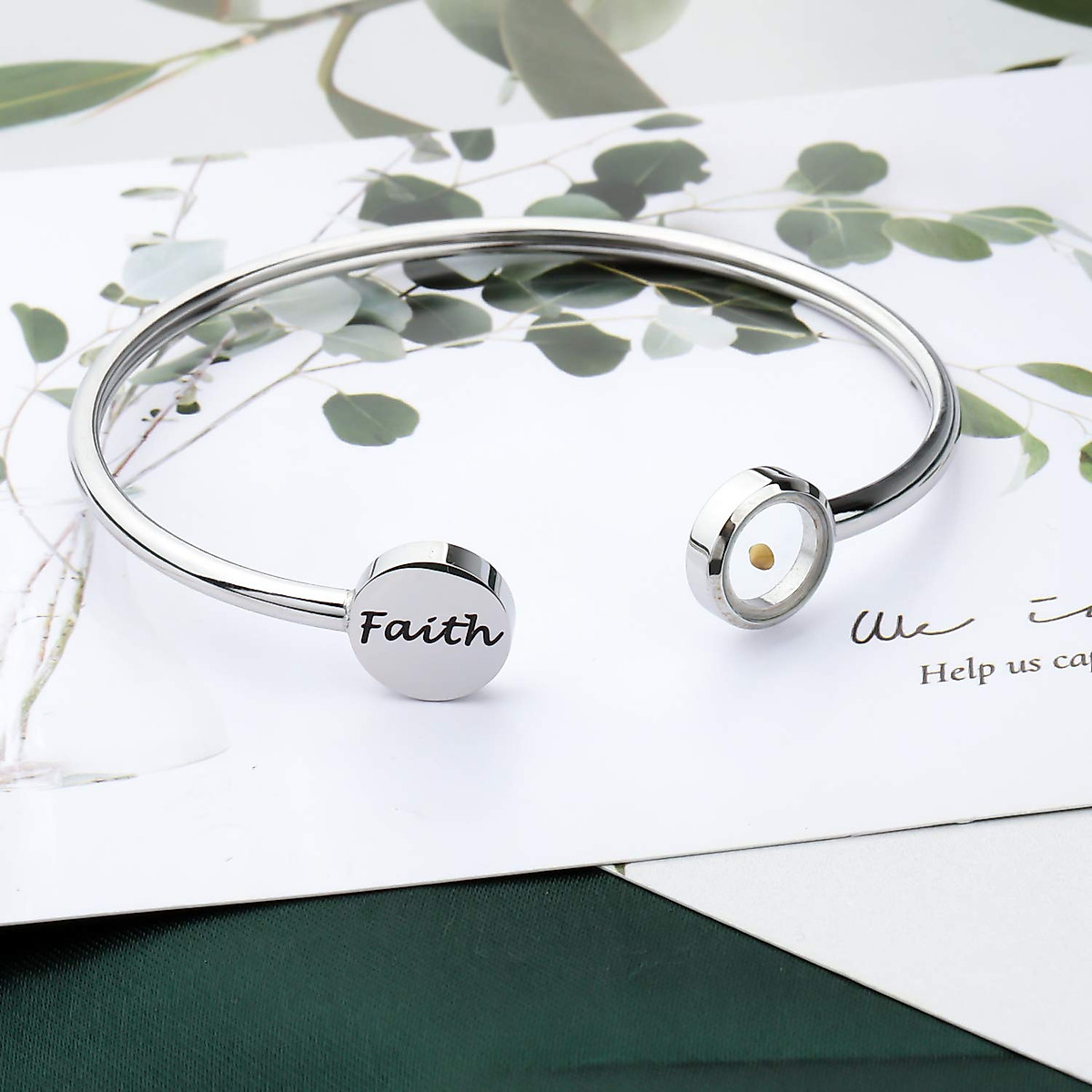 FAADBUK Christian Gift Cross Mustard Seed Bracelet Faith Mustard Seed Jewely Religious Inspirational Jewelry (Faith Mustard Seed Br-S)