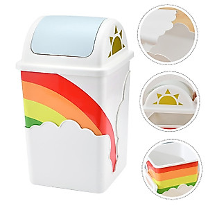 BUGUUYO Cloud Rainbow Trash Can Creative Small Waste Bin for Home Office Kids Room and Bathroom Adorable Design for Stylish and Functional